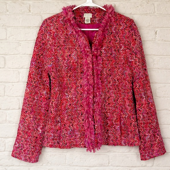Sigrid Olsen | Jackets & Coats | Womens Pink Tweed Textile Jacket ...